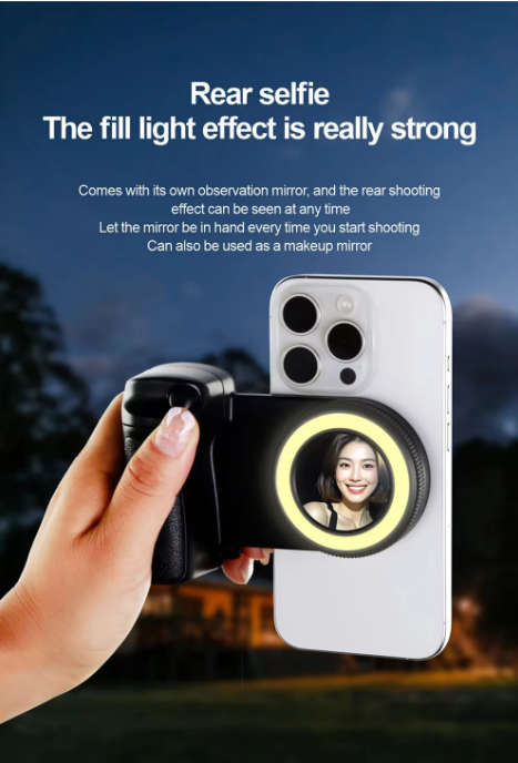 Bluetooth Magnetic Magsafe Camera Grip with Magnetic LED Ring Light St ...