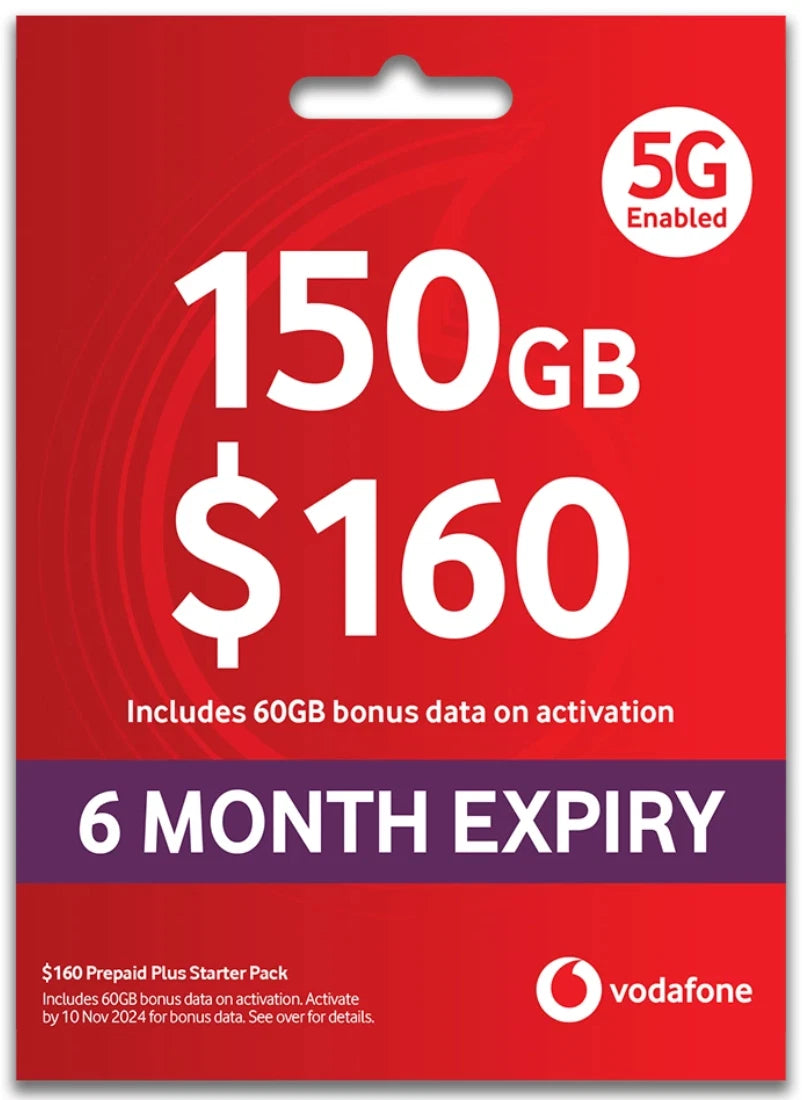 Vodafone $160 6 Months Long Expiry 5G Prepaid Plus Starter Pack – Oz ...