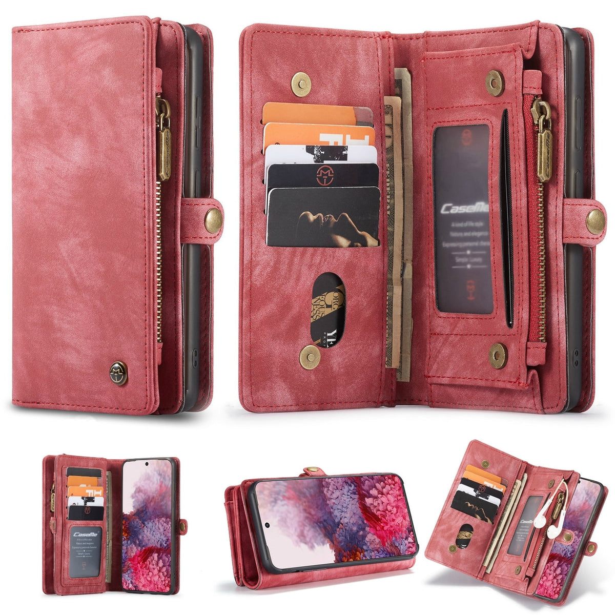 iPhone 7 / 8 / SE 2020 / 2022 CaseMe Detachable Case Leather Zip Walle ...