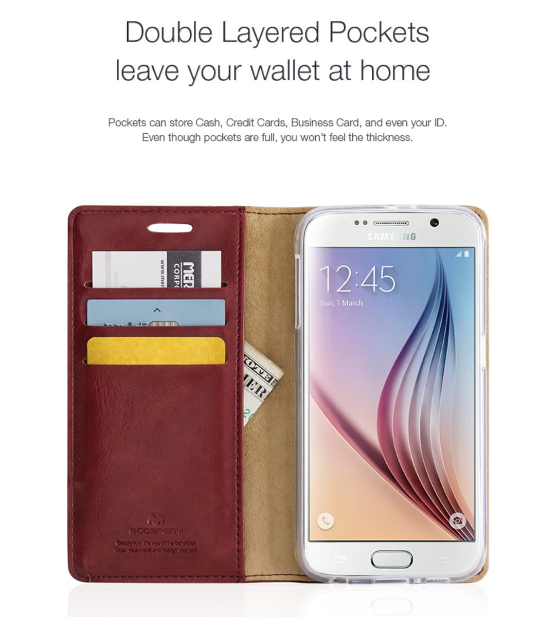 Samsung Galaxy S Series Mercury Goospery Bluemoon Flip Stand Case Sili ...