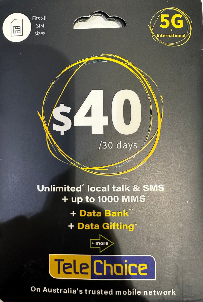 TeleChoice 5G Prepaid SIM $40 Starter Pack – Oz Phone World